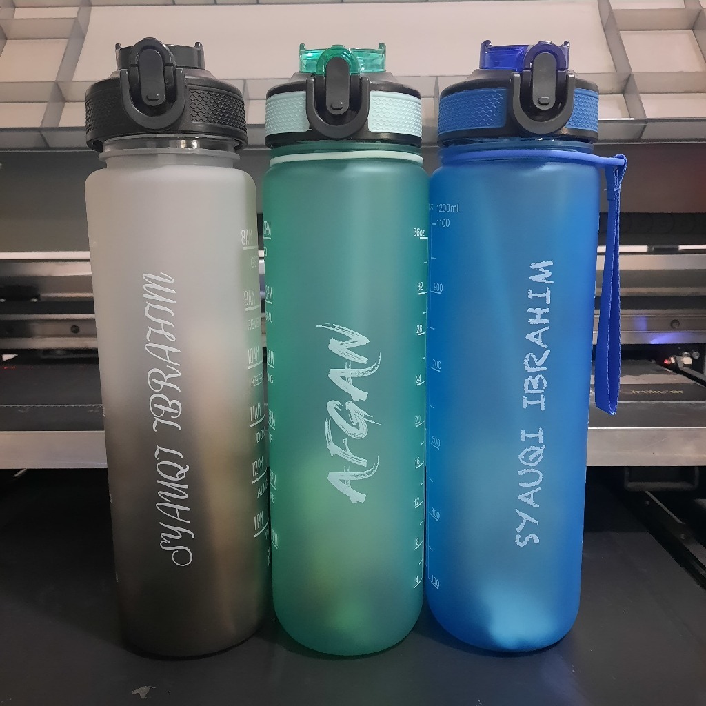 Jual BOTOL MINUM MOTIVASI CUSTOM NAMA PRINT UV DTF BOTOL MINUM PENANDA WAKTU 1200ML | Shopee ...