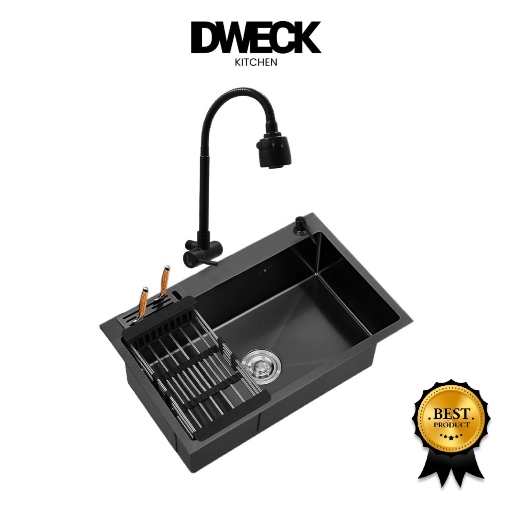 Jual DWECK - Kitchen Sink Black Stainless 304 Paket Kran Dinding Medium ...