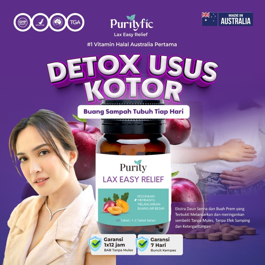 Jual Purityfic Lax Easy Relief #1 Vitamin Halal Australia 60 Tablet ...
