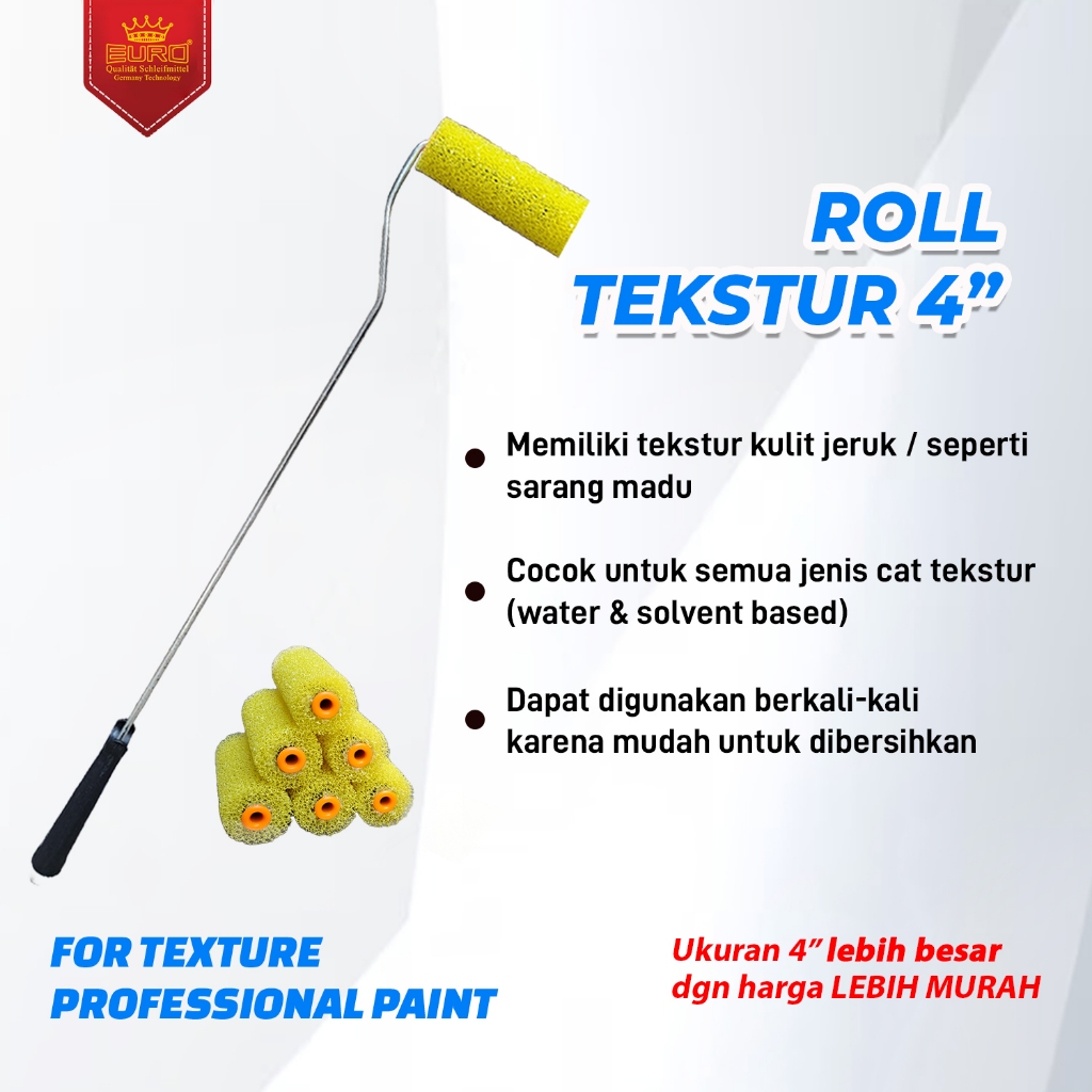 Jual Roller Cat Tekstur Gagang Panjang Dinding Motif Mini Kamprot 4 ...