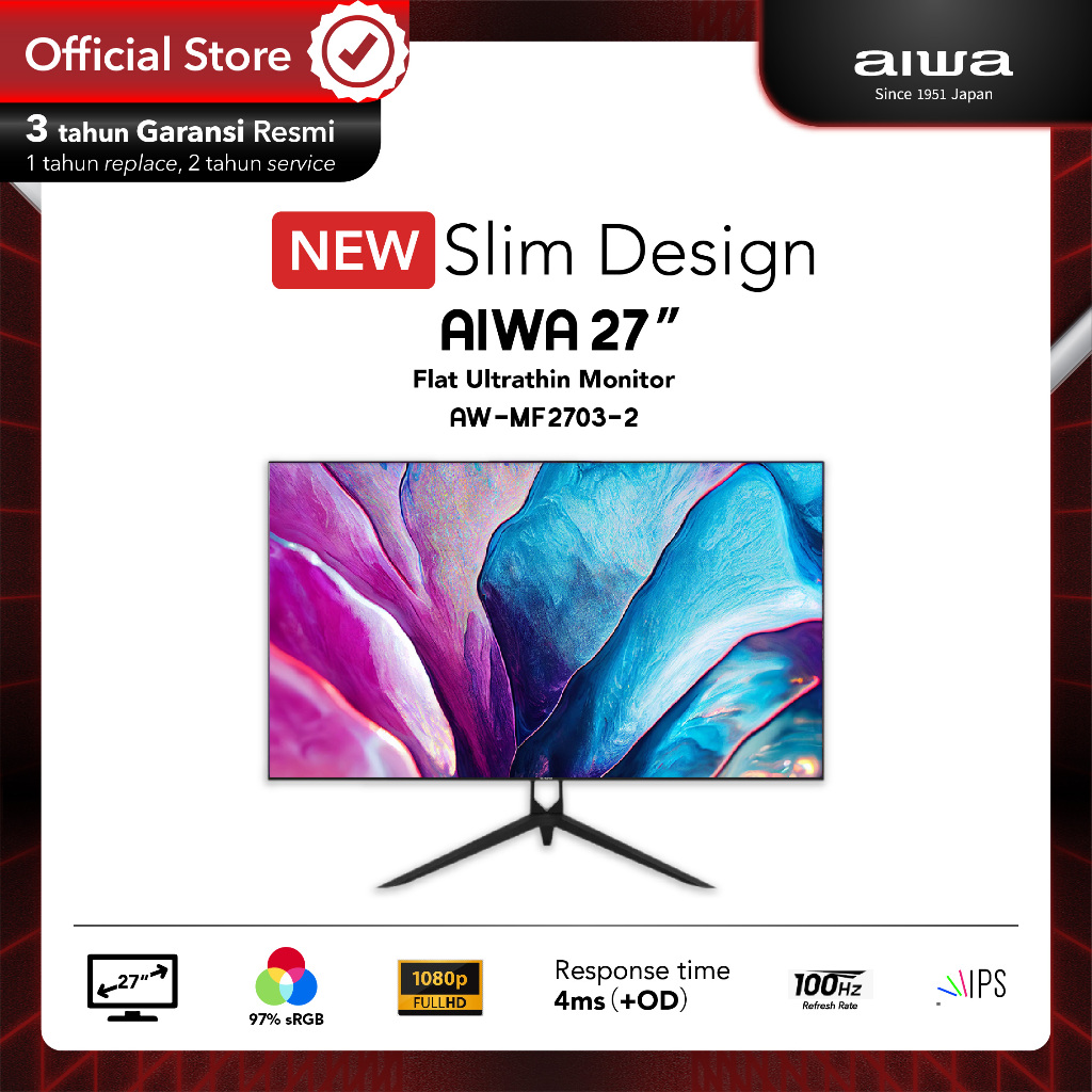 Jual AIWA 27 inch Flat Ultrathin Monitor Refresh Rate 100Hz, FHD, HDMI ...