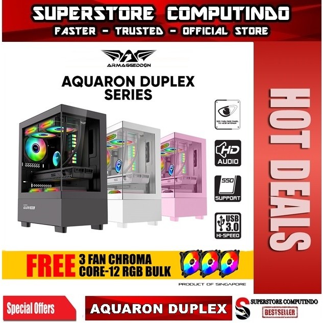Jual Casing Gaming Armaggeddon Aquaron Duplex M-ATX with Front Panel ...