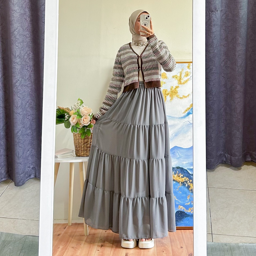 Jual Selia Rok Rempel Ceruty Babydoll Premium – Rok Susun Ruffle Maxi ...