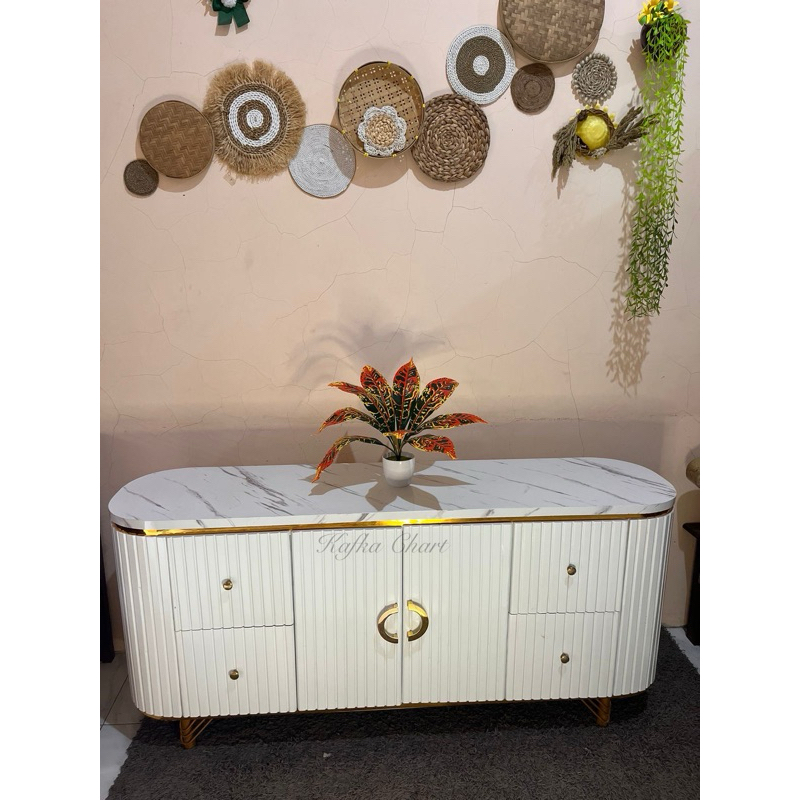 Jual Meja HPL salur Laci Minimalis 160x40x75 Meja TV Estetik Modern ...