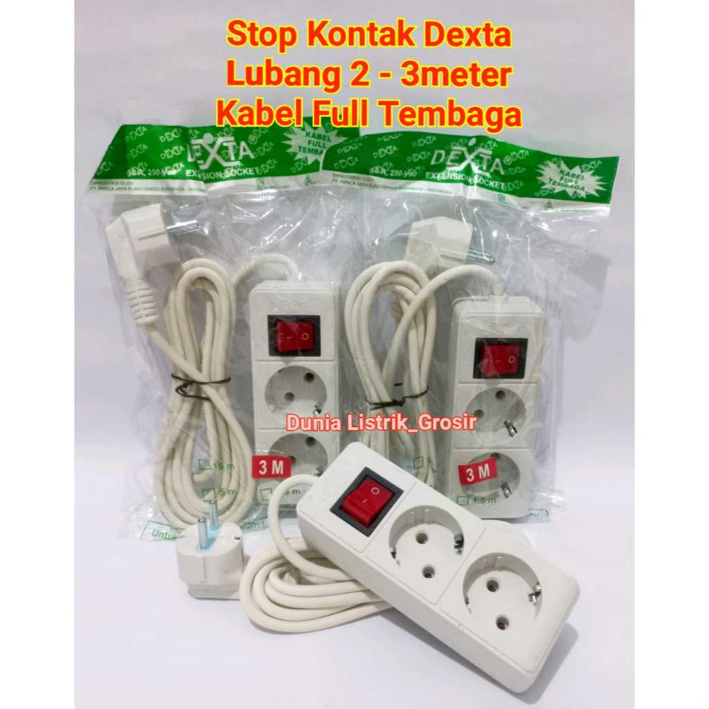 Jual Terminal Stop Kontak Plus Kabel Dexta Arde Hijau Lubang 2 - 3 ...
