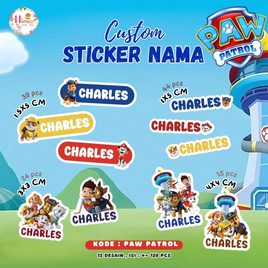Jual (ISI 120) Sticker Label Nama Anak / Sticker Custom Nama Karakter ...