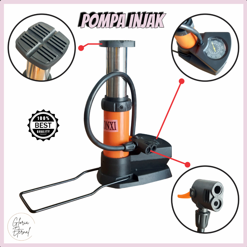 Jual [Gloria] Pompa Ban Injak Mini Honxi / Mini Foot Pump Portable ...