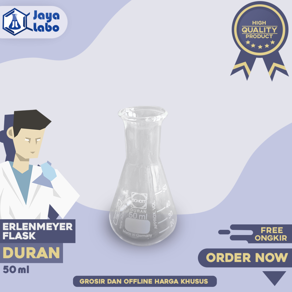 Jual ERLENMEYER DURAN Vol. 50 ml / ERLENMEYER FLASK | Shopee Indonesia