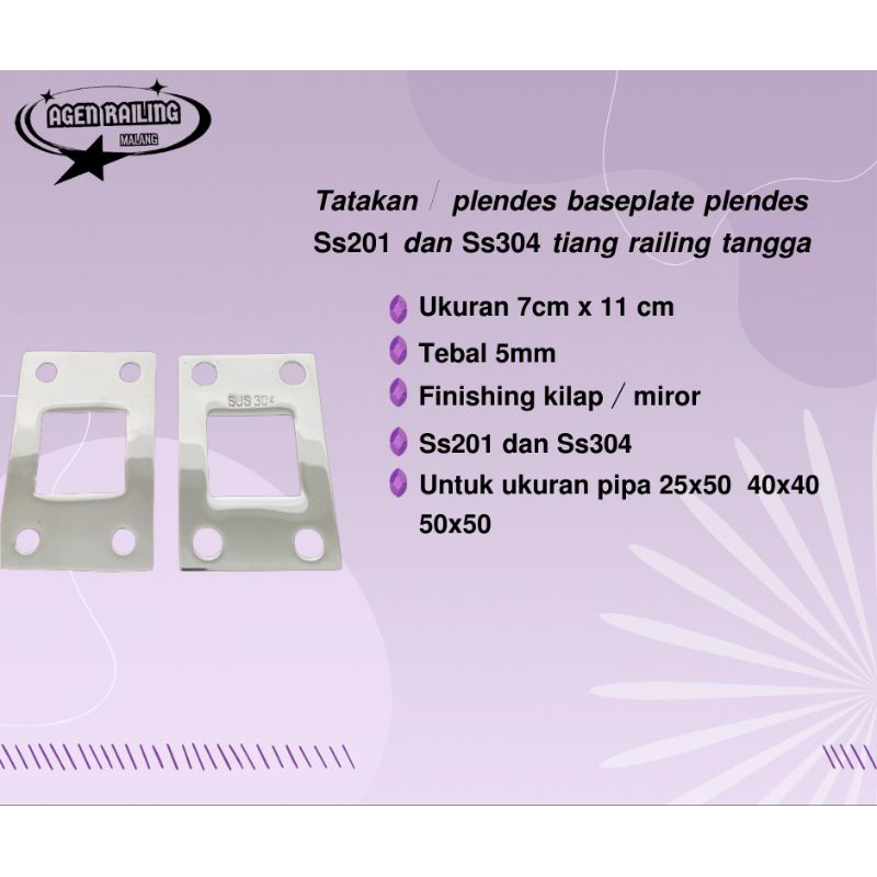 Jual Tatakan / tapak baseplate plendes Ss304 tiang railing tangga ...