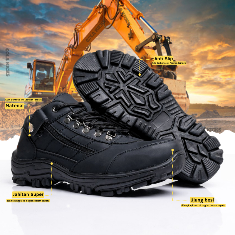 Jual Sepatu Safety Boots Pria Ujung Besi Kerja Proyek Lapangan Sefty ...