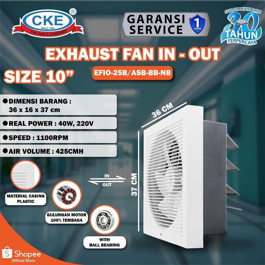 Jual CKE Exhaust Fan EFIO-25B/ASB-BB-NB ukuran 10 inch Exhaust Fan ...