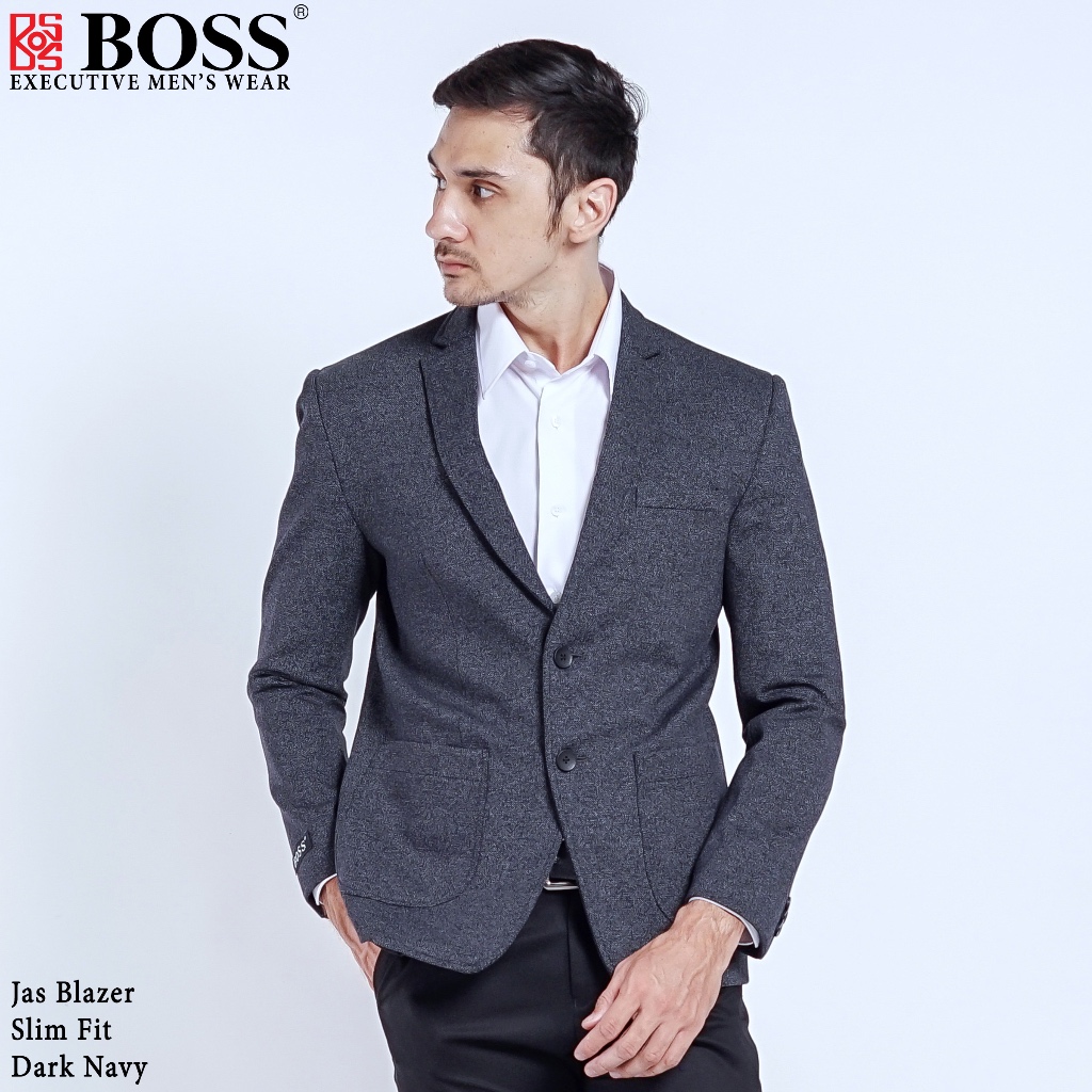 Jual BOSS Jas Blazer Casual Slim Fit Paramount Dark Navy | Shopee Indonesia