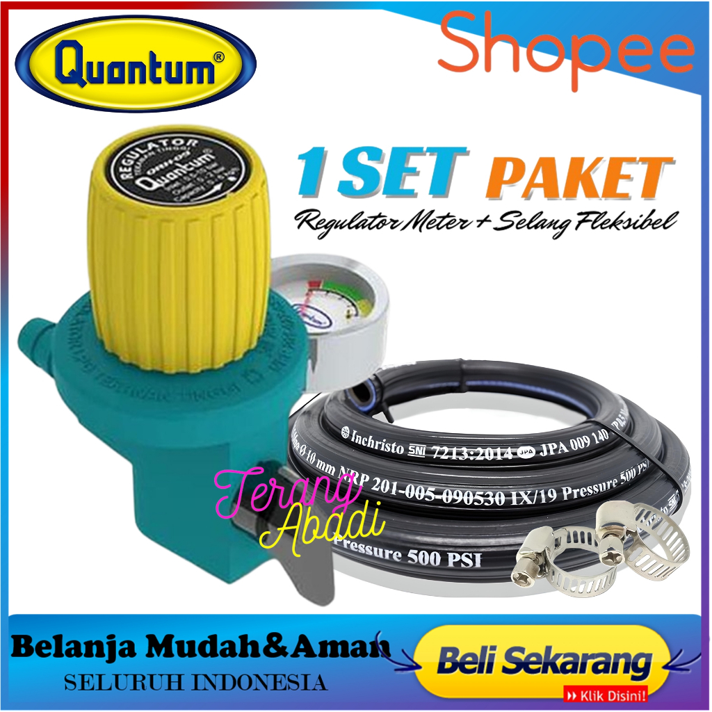 Jual Regulator Tekanan Tinggi Quantum QRH-09 GB+Selang Gas Hitam+2 Pic ...
