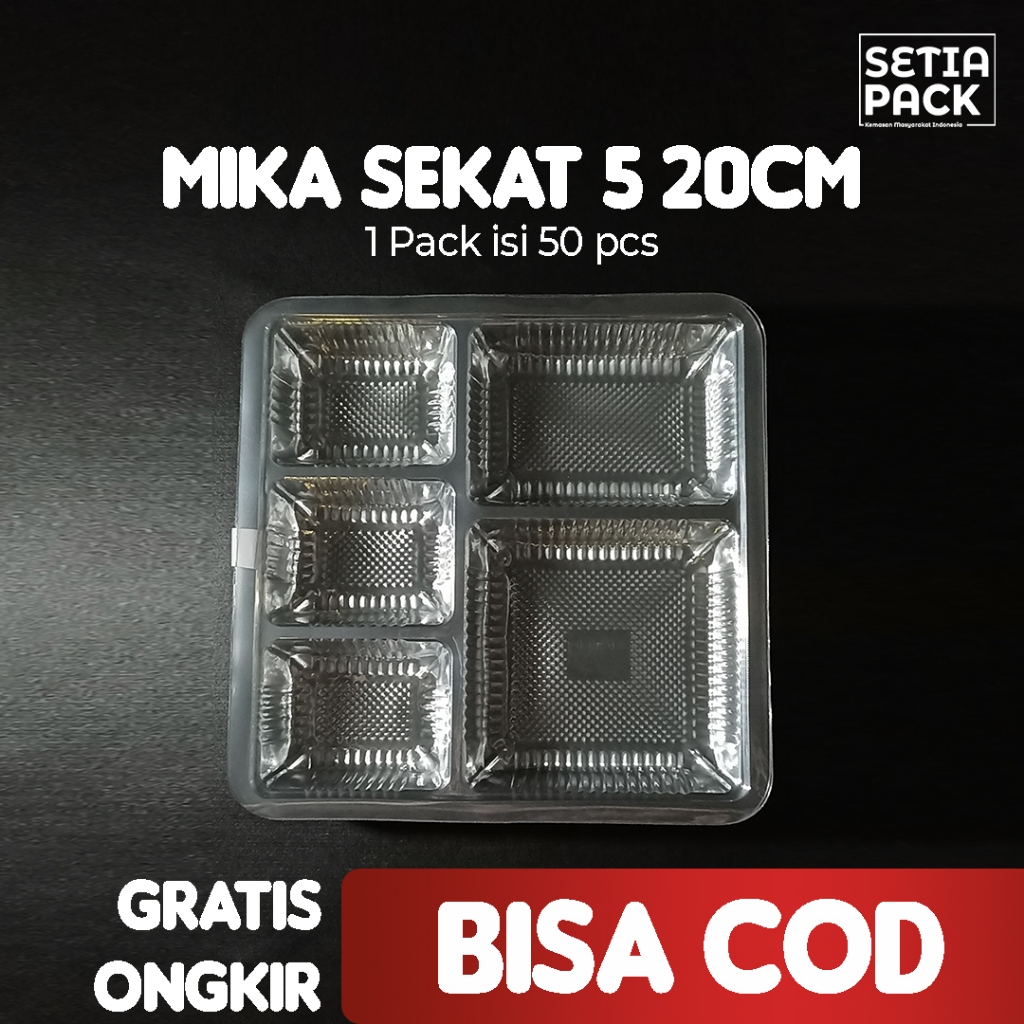 Jual Mika Dus Nasi Snack Box 20x20 4 Sekat Per Pack Isi 50 Tebal ...