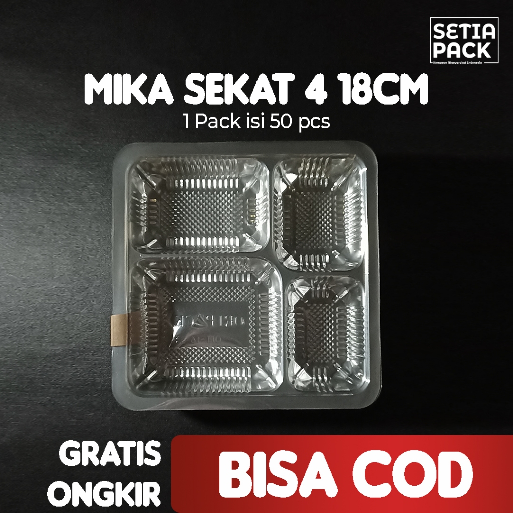 Jual Mika Dus Nasi Snack Box 18x18 4 Sekat 50pcs | Shopee Indonesia