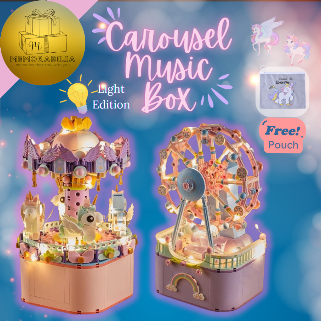Jual Mainan Lego Kotak Musik Carousel Ferris Wheel Balok Susun Mainan ...