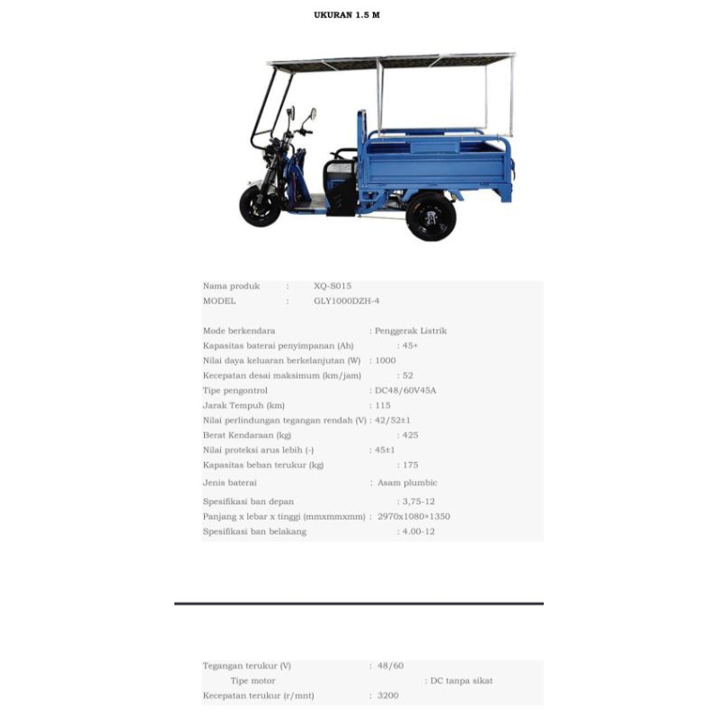 Jual MOTOR LISTRIK XINQIO..MOTOR ANGKUT RODA 3 BOX 1,5M | Shopee Indonesia