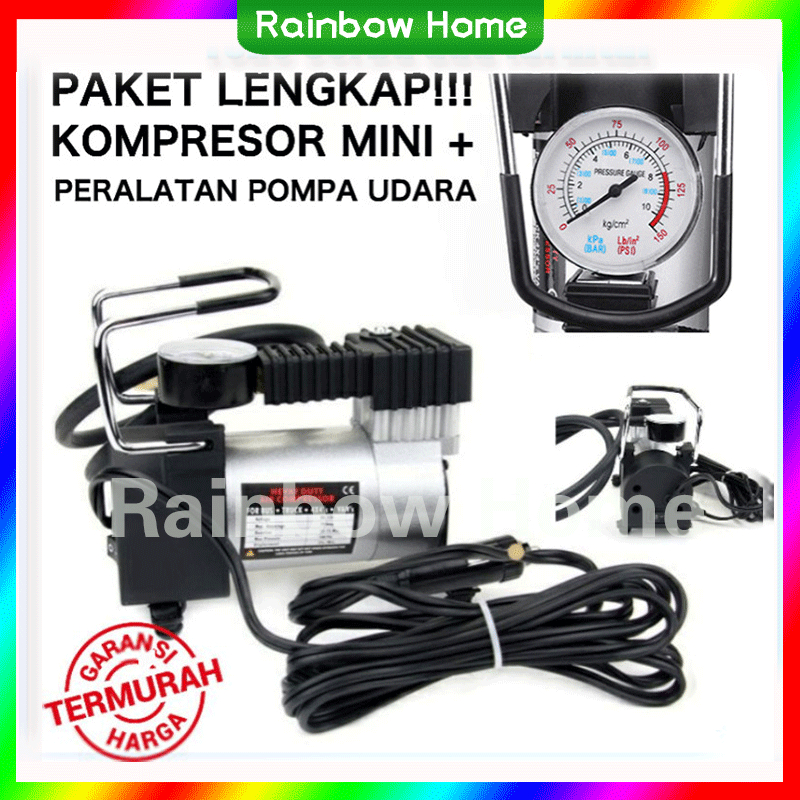 Jual Paket Compressor Mini Listrik Portable pompa angin Ban motor Mobil ...