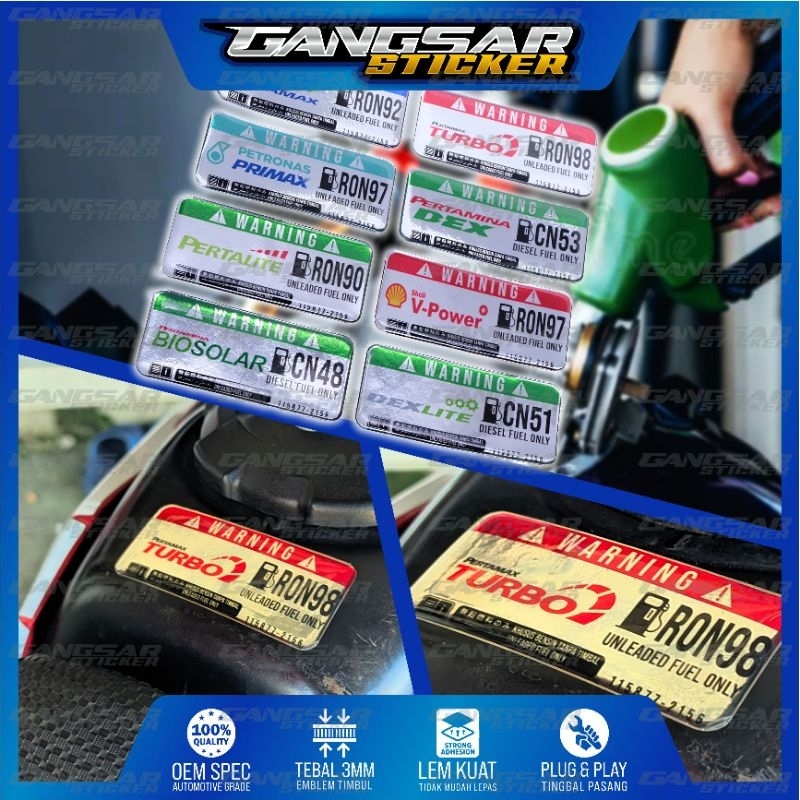 Jual emblem Bahan Bakar kendaraan / sticker emblem unleaded use only ...