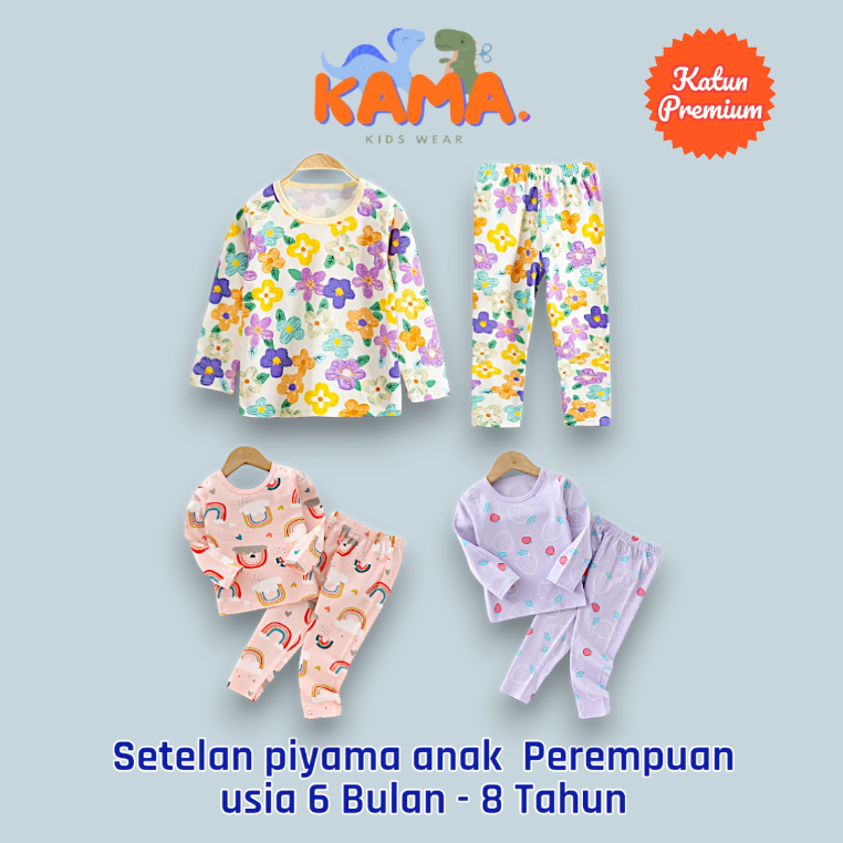 Jual Kama Kids Wear - Sakhi Set Setelan Baju tidur pakaian piyama anak Perempuan bahan cotton 1 ...