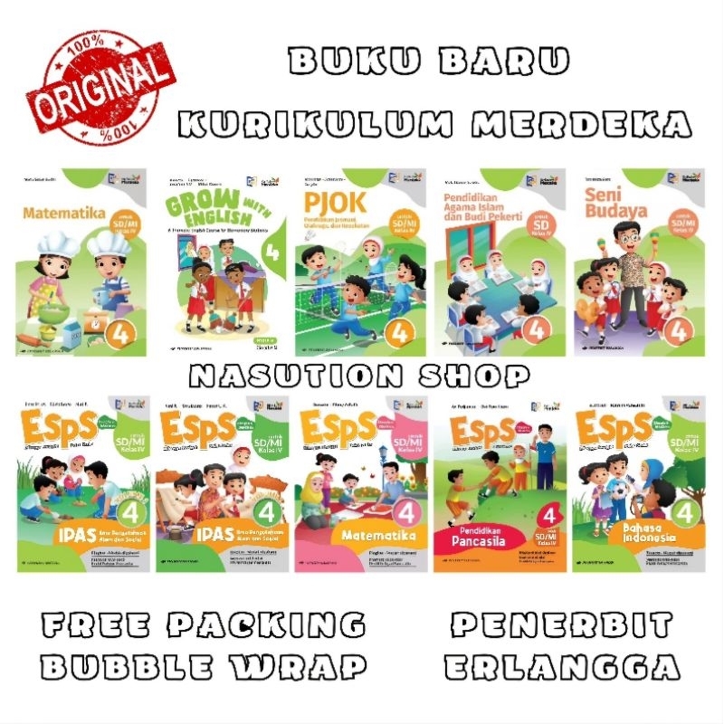 Jual BUKU PAKET KELAS 4 SD/MI PENERBIT ERLANGGA KURIKULUM MERDEKA KM ORIGINAL - ESPS IPAS BAHASA ...