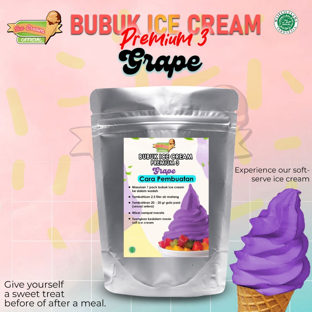 Jual ICECREAM GRAPE 1000gram / BUBUK ICE CREAM PREMIUM BARU Tepung ...