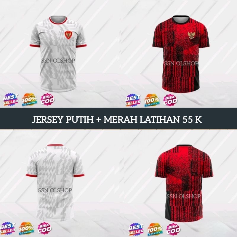 Jual jersey timnas indonesia away putih + merah latihan 2024 baju bola timnas indonesia merah ...