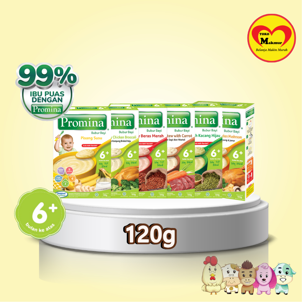 Jual Promina Bubur Bayi 6+ Pisang Susu / Smooth Kacang Hijau / Milky ...
