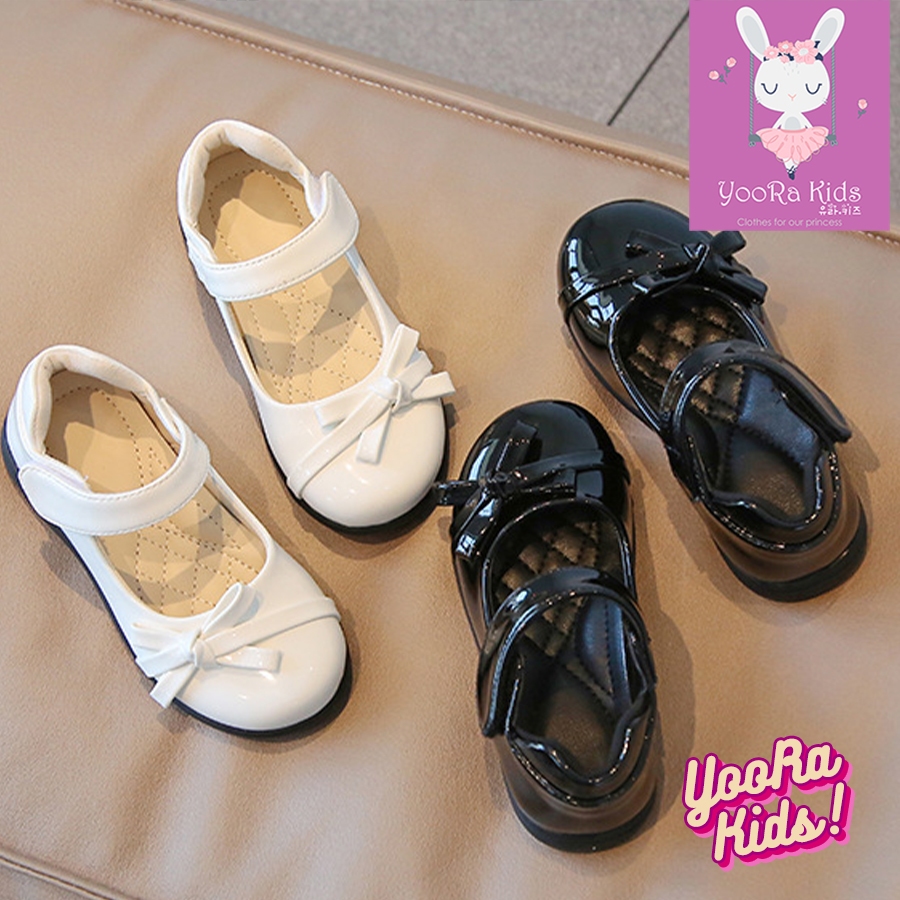 Jual Yoorakids Sepatu Pita Gadis Lucu Sekolah Flat Shoes Black Glossy ...