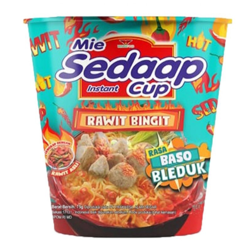 Jual Sedaap Mi Instan Rawit Bingit Bakso Bleduk Cup 75 g | Shopee Indonesia