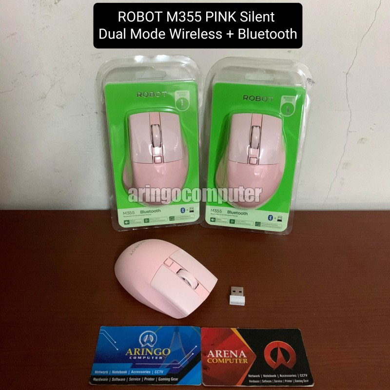 Jual Mouse ROBOT M355 PINK Silent Dual Mode Wireless + Bluetooth ...