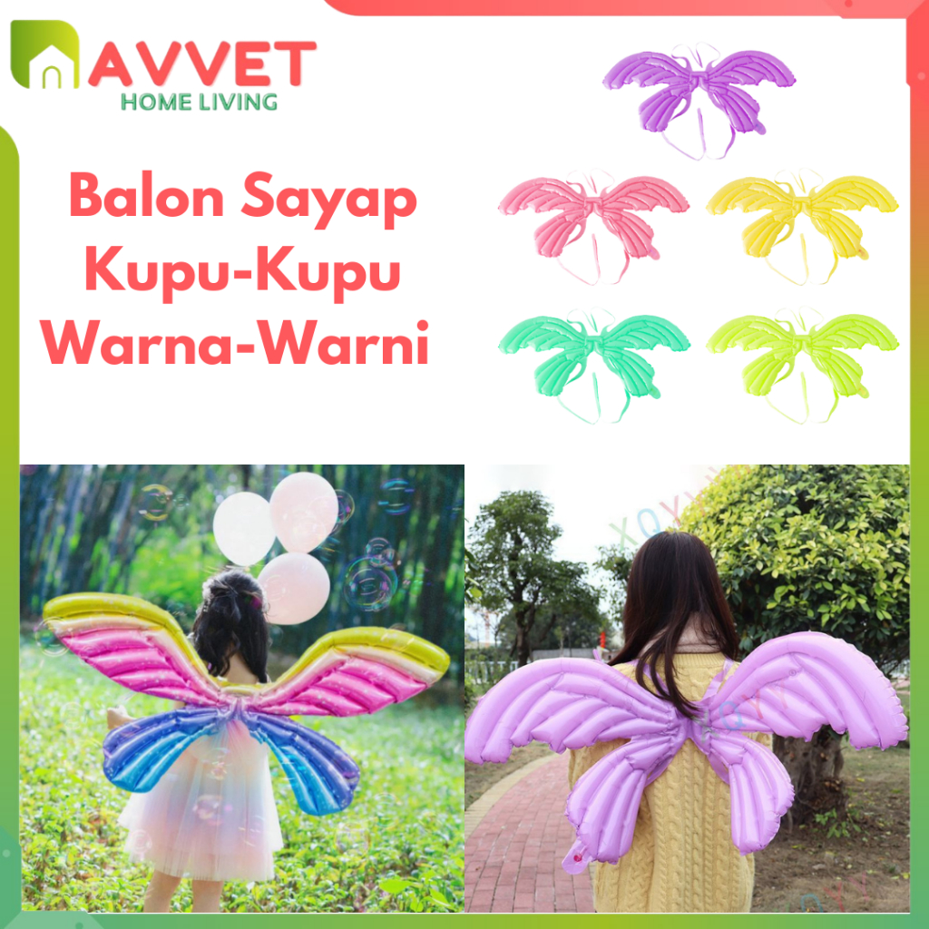 Jual AVVET Balon Sayap Kupu-Kupu Warna-Warni Besar Balon Foil Kupu-Kupu ...