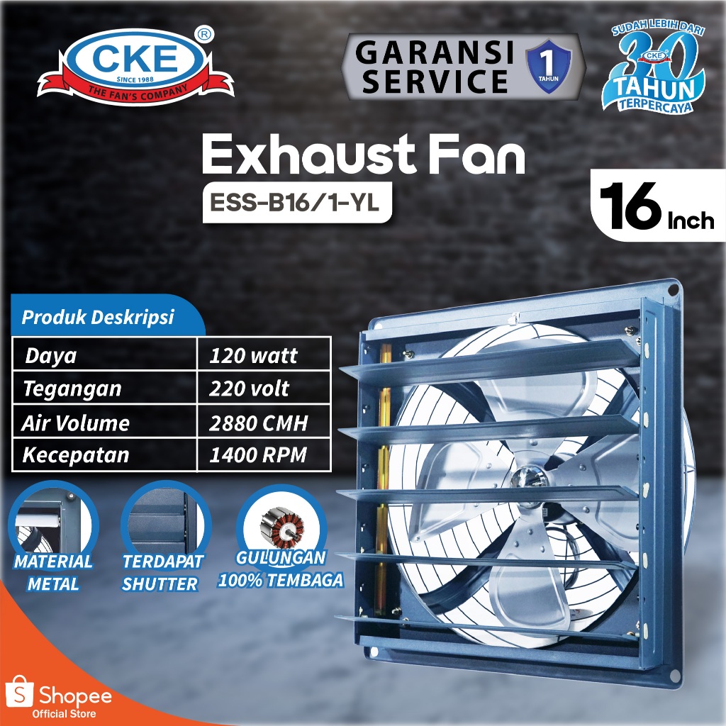 Jual KIPAS DINDING/Exhaust Fan Standard Shutter BN 16 Inch Exhaust ...