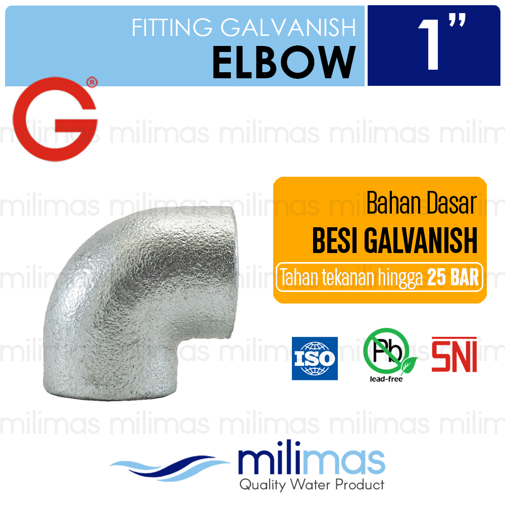 Jual G-BRAND - ELBOW Uk.1" GALVANISH - Fitting Besi Keni Drat 1 Inch ...