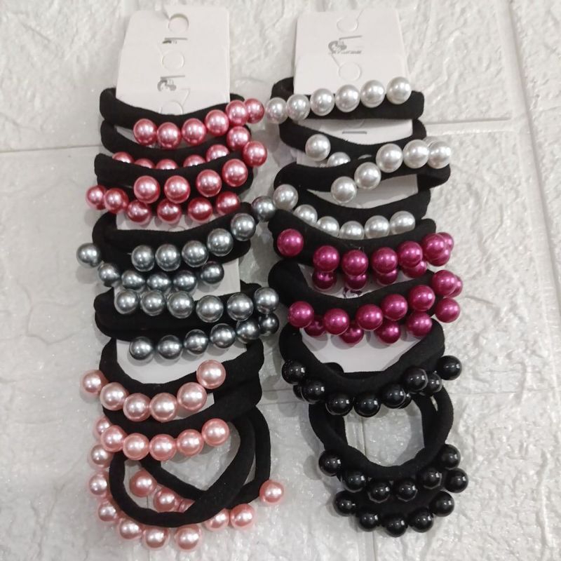Jual Ikat rambut/kuncir rambut Mote warna isi 24 pcs | Shopee Indonesia