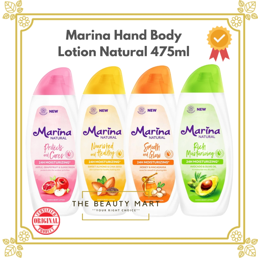 Jual MARINA Hand Body Lotion Natural 475ml | Smooth&Glow | Rich Moisturizing | Protects&Cares ...