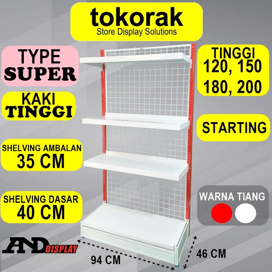 Jual RAK GONDOLA MINIMARKET SINGLE STARTING SUPER KT 40 / 35 CM AMBALAN ...