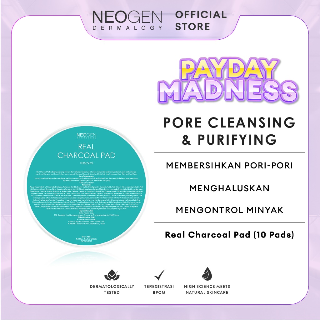 Jual NEOGEN DERMALOGY Real Charcoal Pad Minis (10 Pads) | Shopee Indonesia