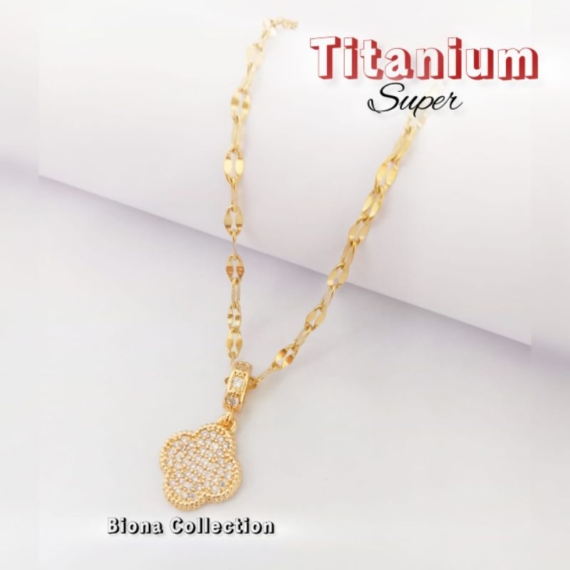 Jual Kalung Titanium 316L Cofe Broken Gold, plus Liontin PERMATA, amti ...