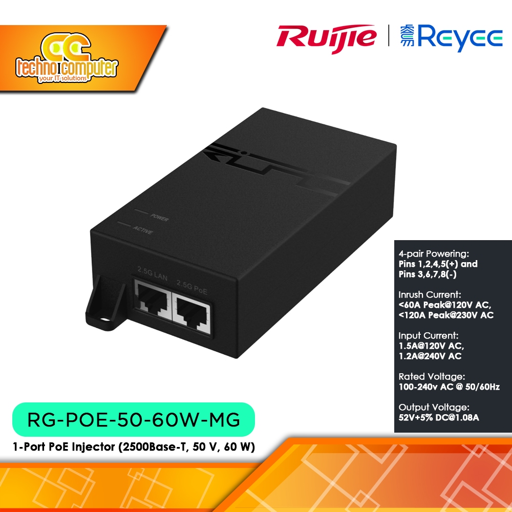 Jual POE ADAPTER RUIJIE/REYEE RG-POE-50-60W-MG POE INJECTOR | Shopee ...