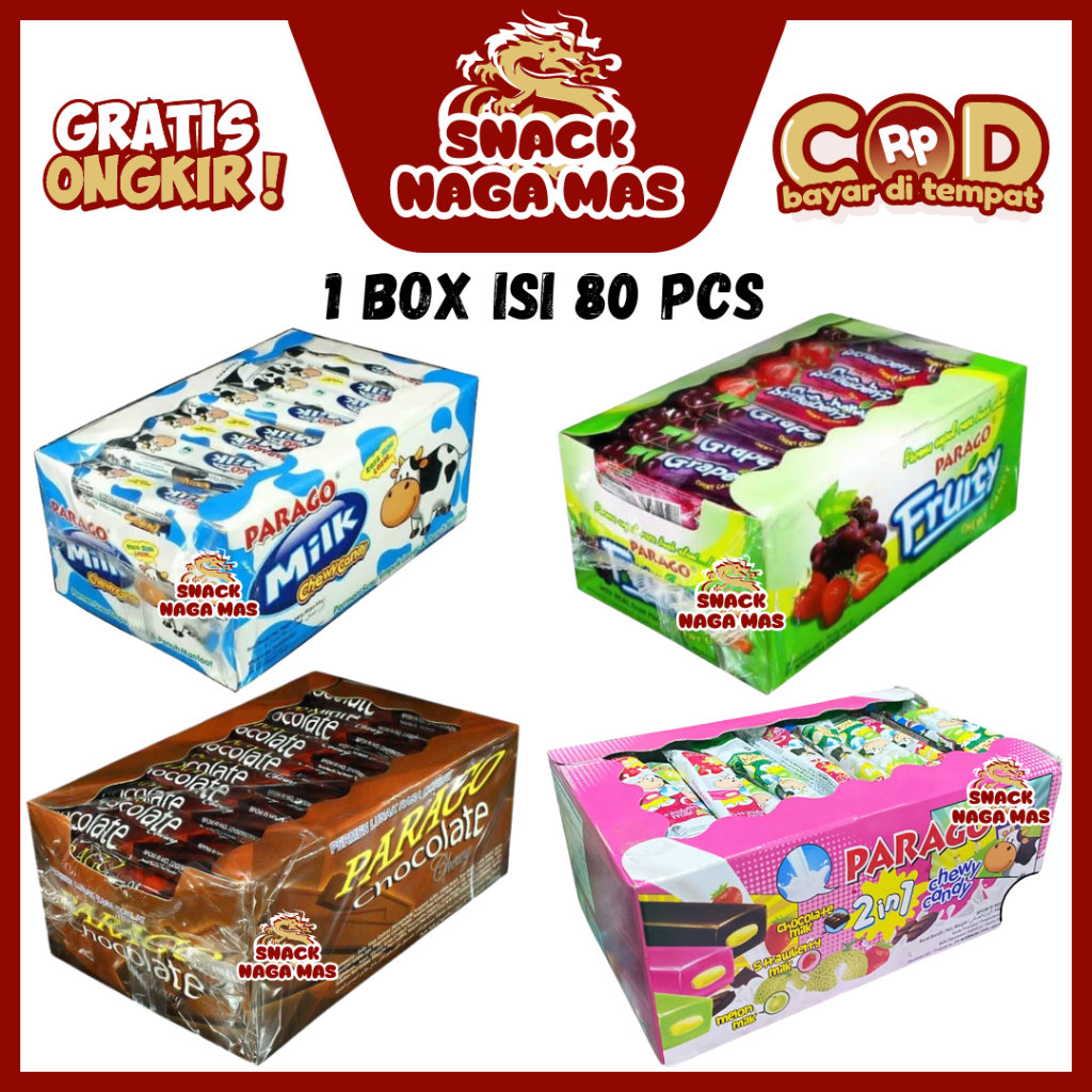 Jual PERMEN LUNAK CHEWY PARAGO ANEKA RASA SUSU, COKLAT, DAN BUAH 2IN1 ...