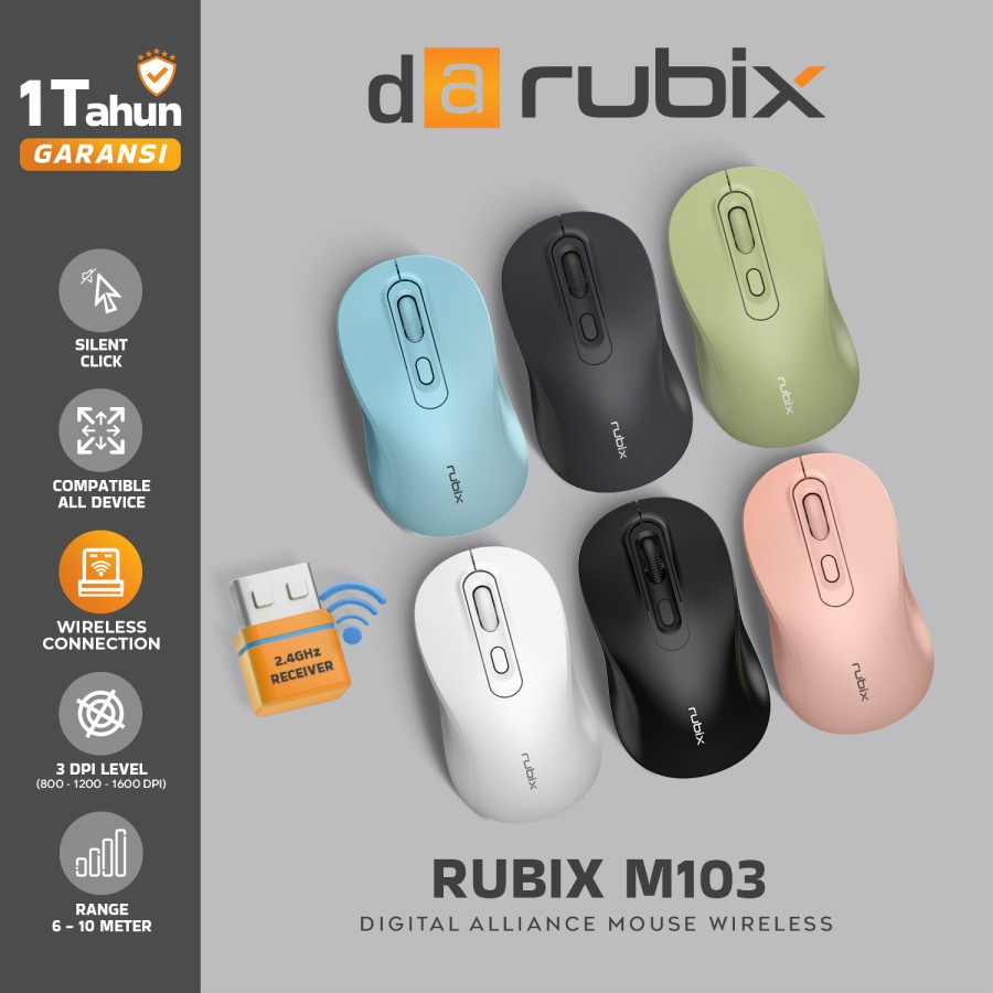 Jual Mouse Office DA Rubix M103 Wireless Silent Click Lightweight ...
