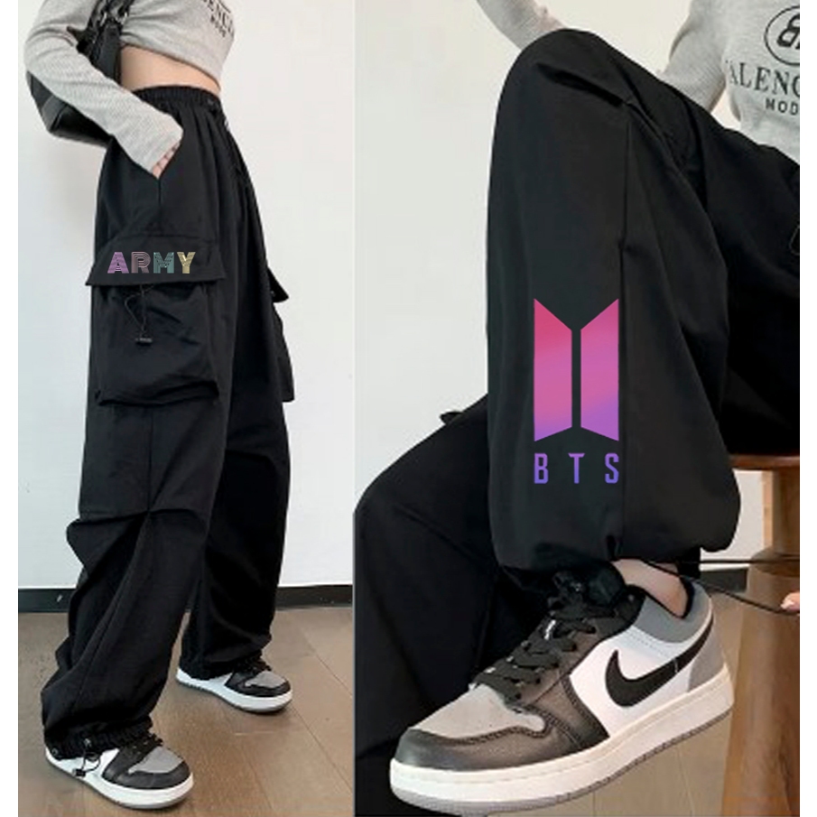 Jual celana baggy cargo gombrang komprang parasut panjang streetwear korean style unisex wanita ...