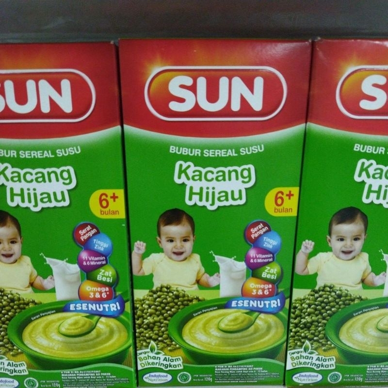 Jual SUN Bubur bayi rasa kacang hijau 120gr box | Shopee Indonesia