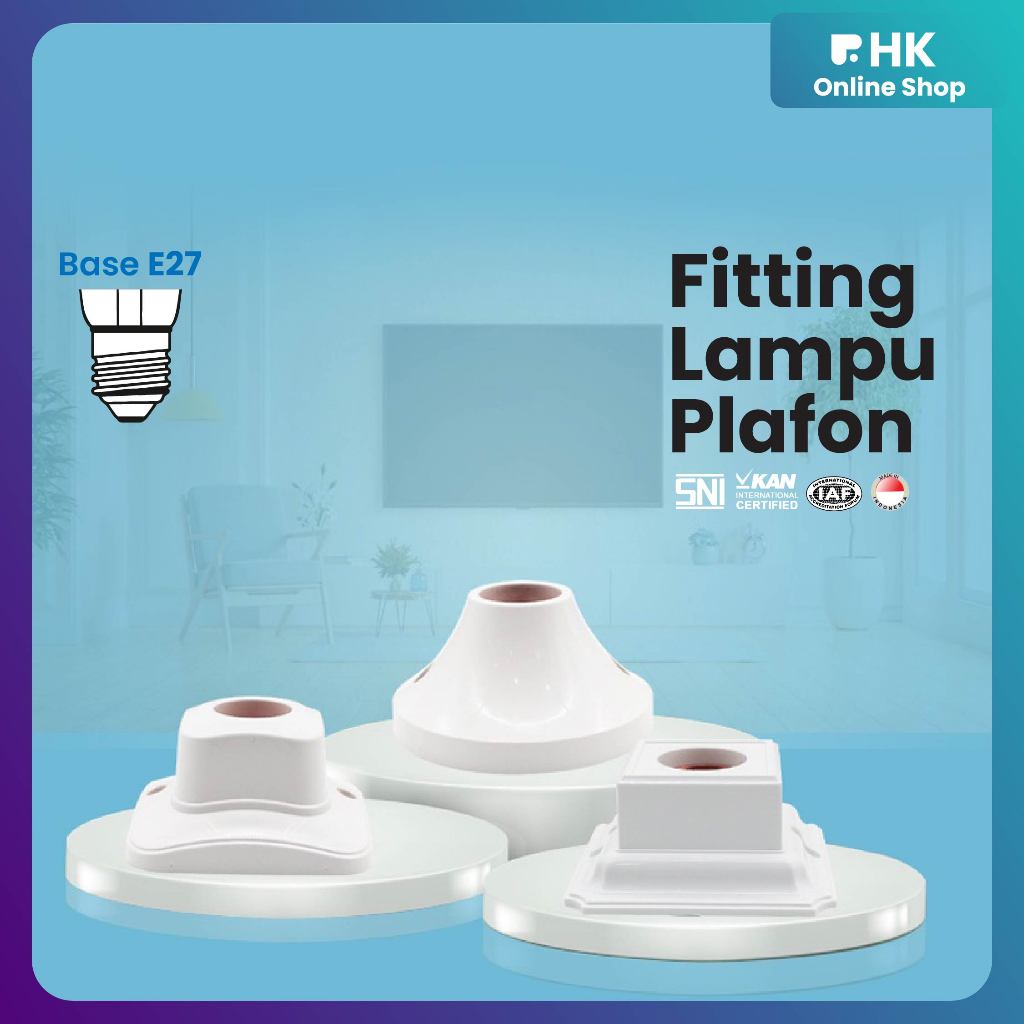 Jual HK-Fitting Lampu Plafon / Fitting Plafon Segi / Fitting Plafon ...