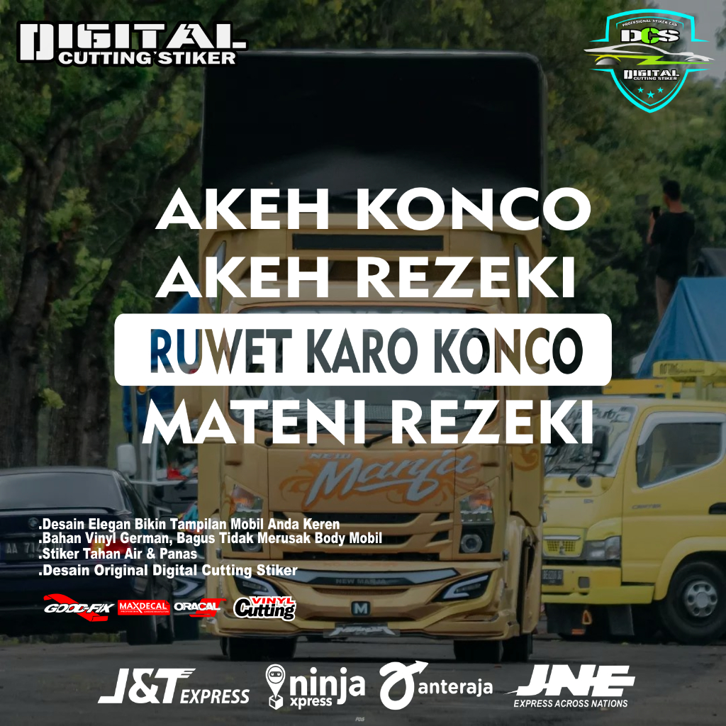 Jual Stiker kata kata truk akeh konco akeh rezeki cutting variasi kaca ...