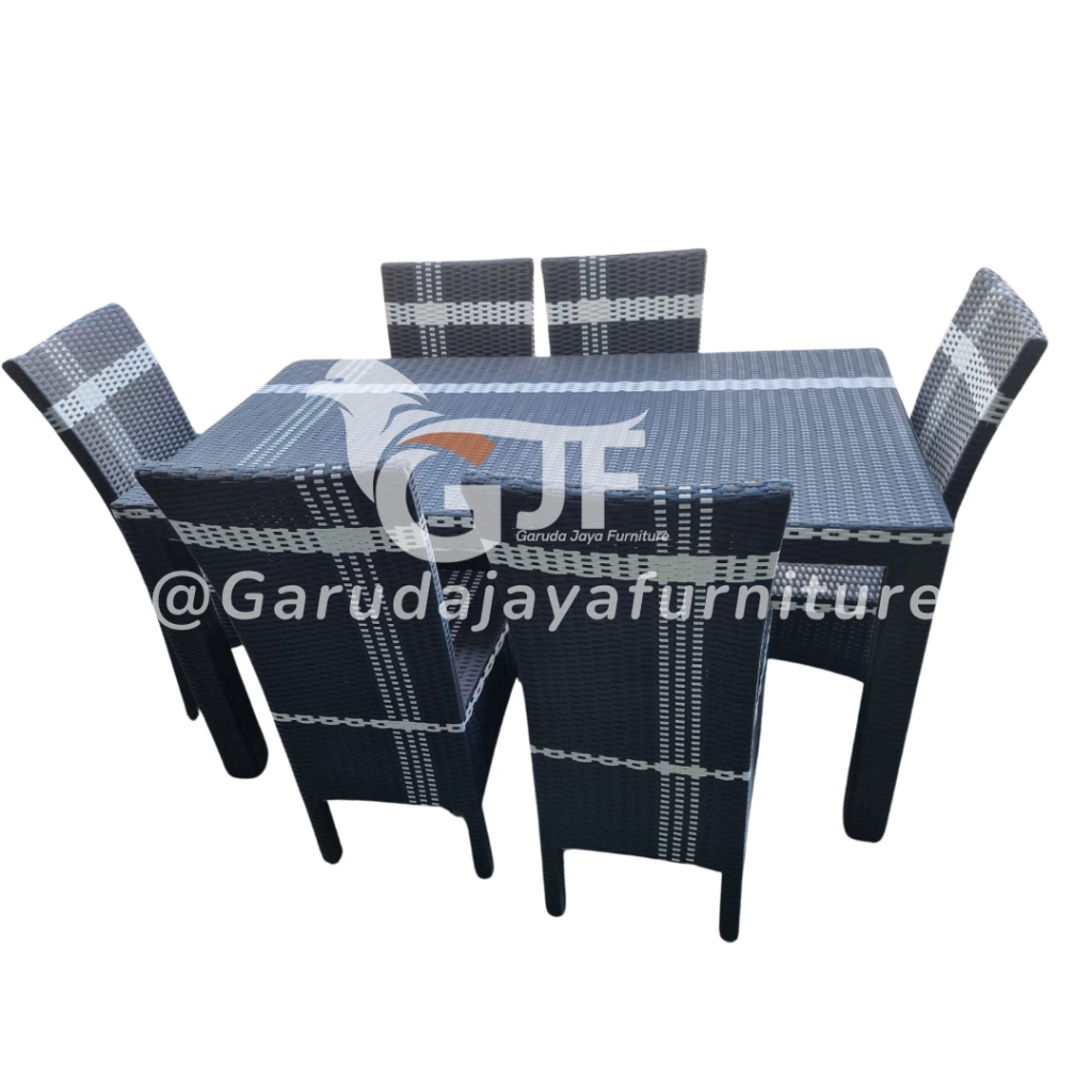 Jual MEJA MAKAN ROTAN SINTETIS/MEJA MAKAN 6 KURSI/MEJA MAKAN MINIMALIS ...