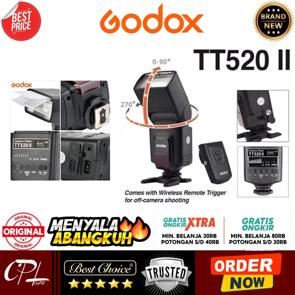 Jual Godox TT520 II Camera Flash + Trigger | Shopee Indonesia