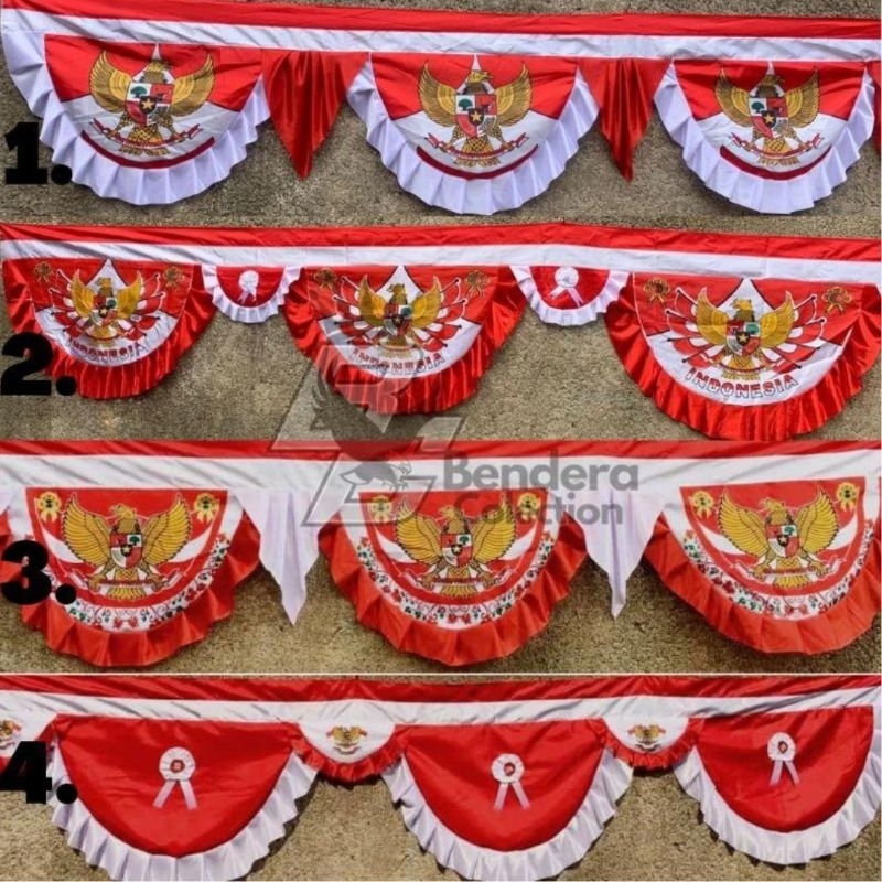 Jual BENDERA BEKRON MERAH PUTIH GARUDA (PREMIUM) 5 GELOMBANG ± 4 METER ...
