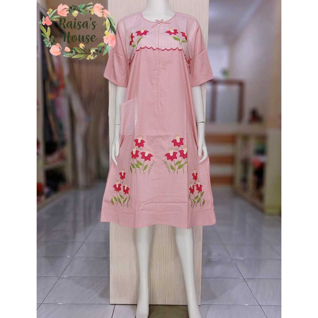 Jual DASTER PENDEK BORDIR KHAS MALANG | PINK MUDA - KOTAK POLKA KECIL ...